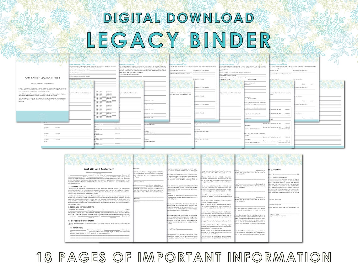Legacy Binder Financial Binder Personal Binder Instant - Etsy Canada