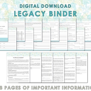 Legacy Binder, Financial Binder, Personal Binder - Instant Download - Etsy