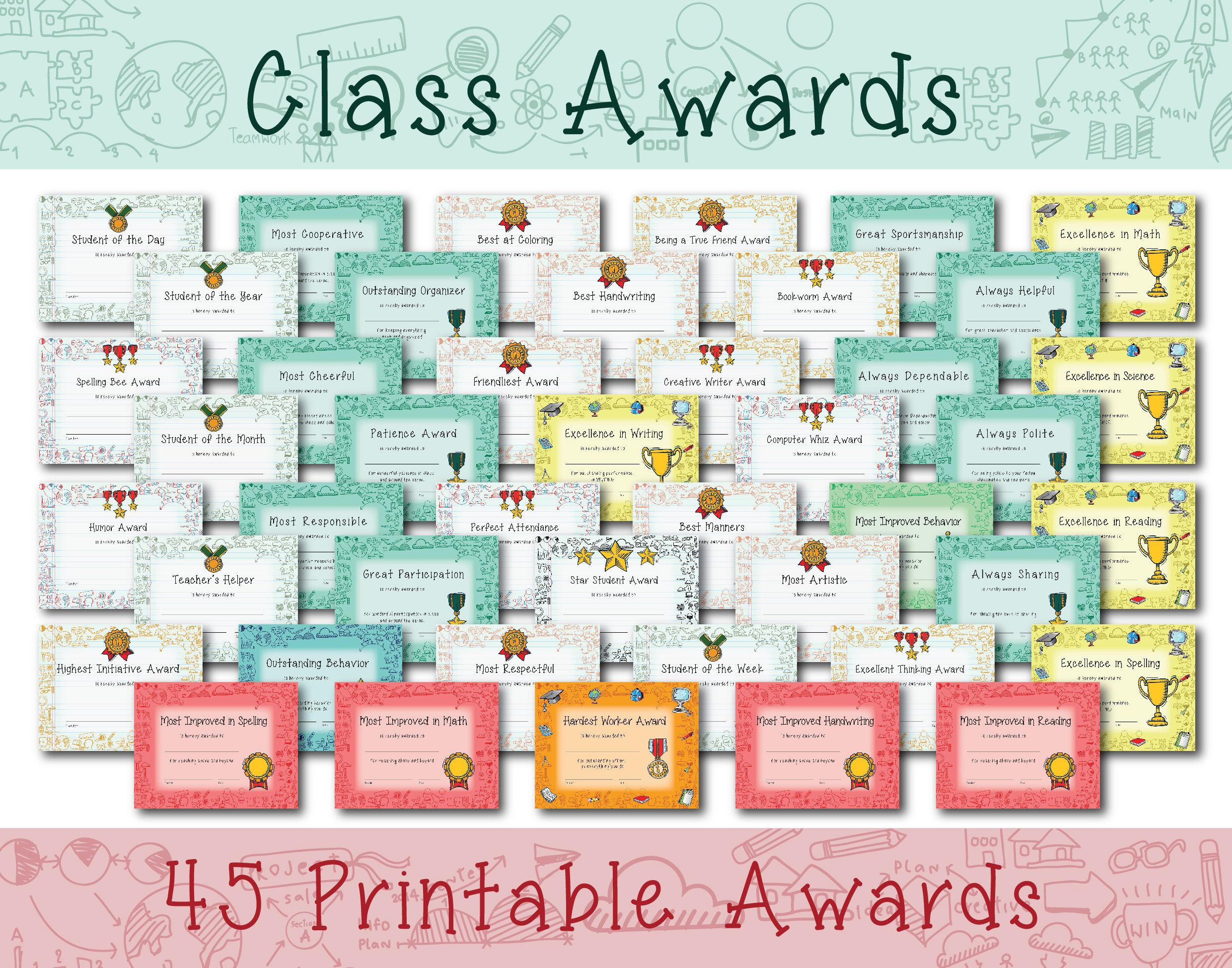 Class Awards, Student Awards, Printable Awards - Instant Download - Etsy