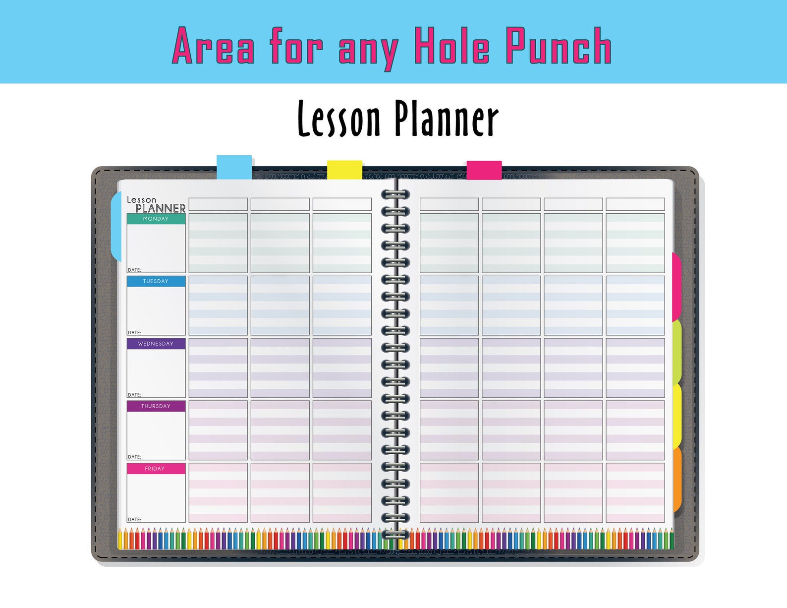 Colorful Teacher Planner, Printable Lesson Planner, Teacher Planners ...