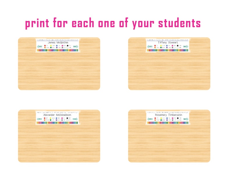 Class Desk Tags, Name Tags, Student Tags, Printable - Instant Download ...