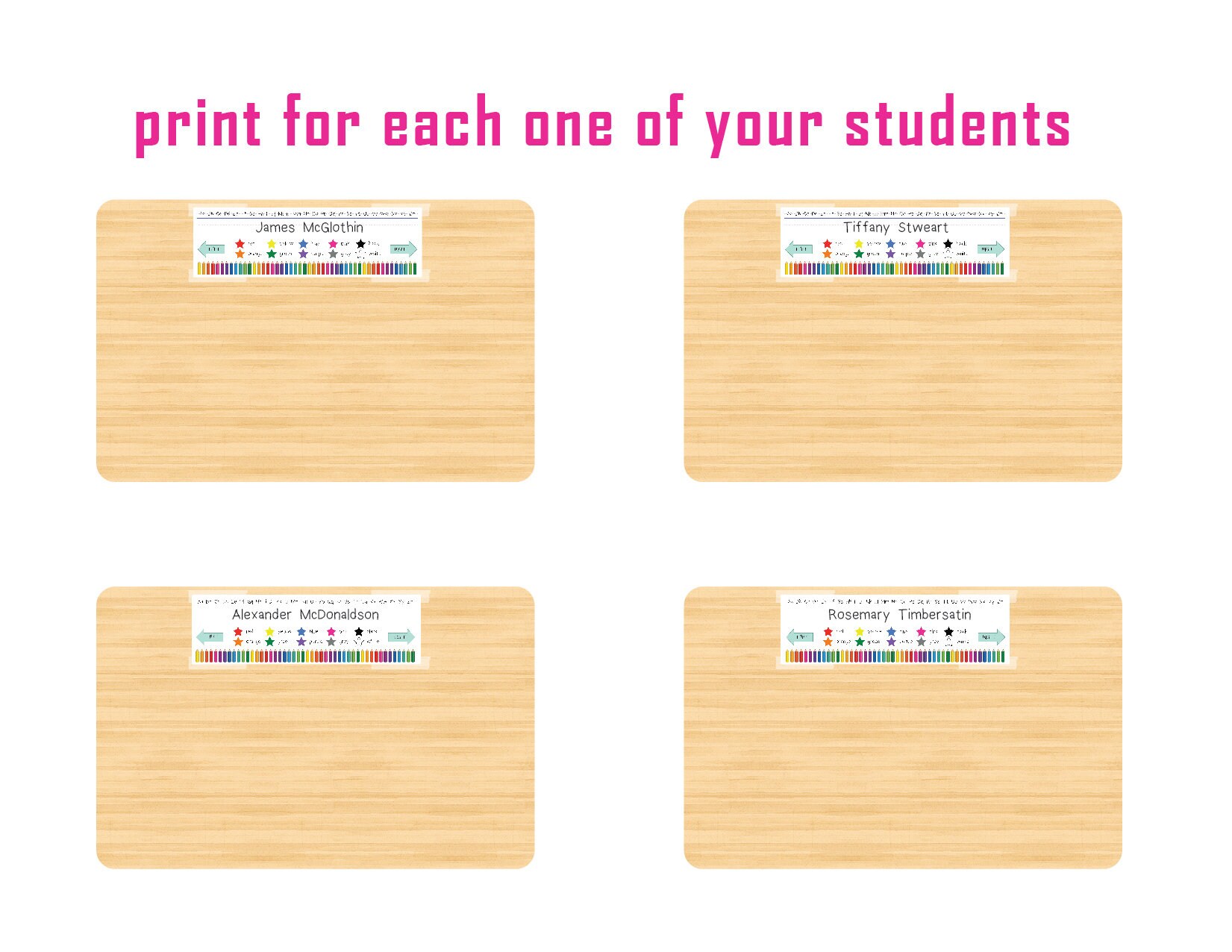 Class Desk Tags Name Tags Student Tags Printable Instant - Etsy Ireland