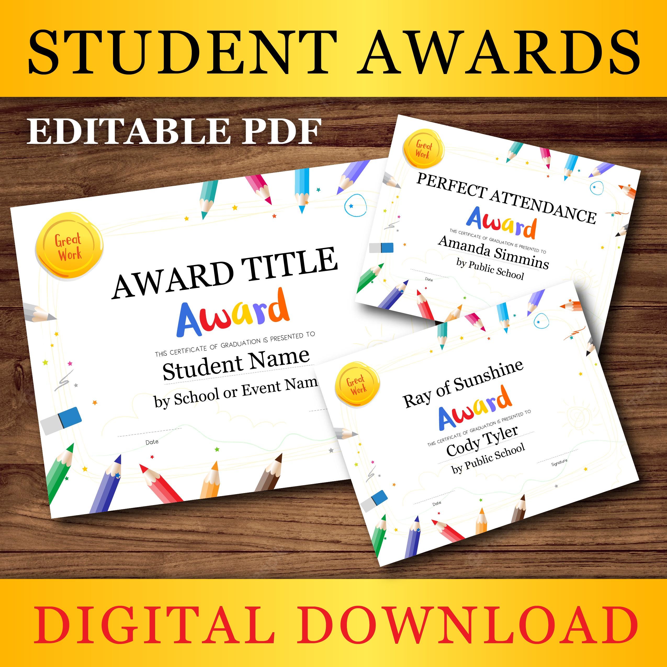 Class Awards, Student Awards, Printable Awards - Instant Download - Etsy