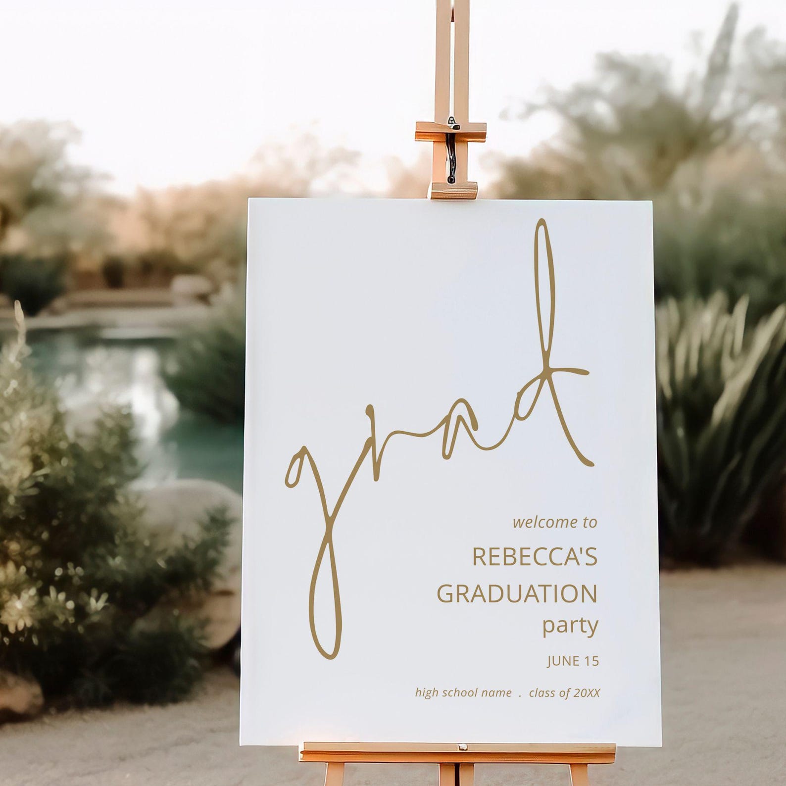 Graduation Party Welcome Sign, Printable, INSTANT DOWNLOAD, Grad, Gold ...