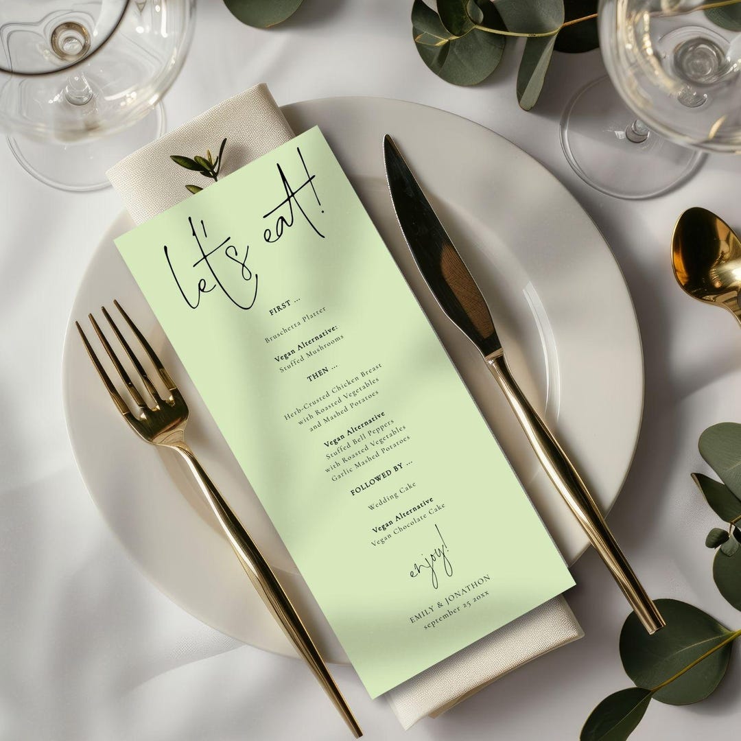 Let's Eat Menu Template, Printable INSTANT DOWNLOAD, Modern Wedding ...