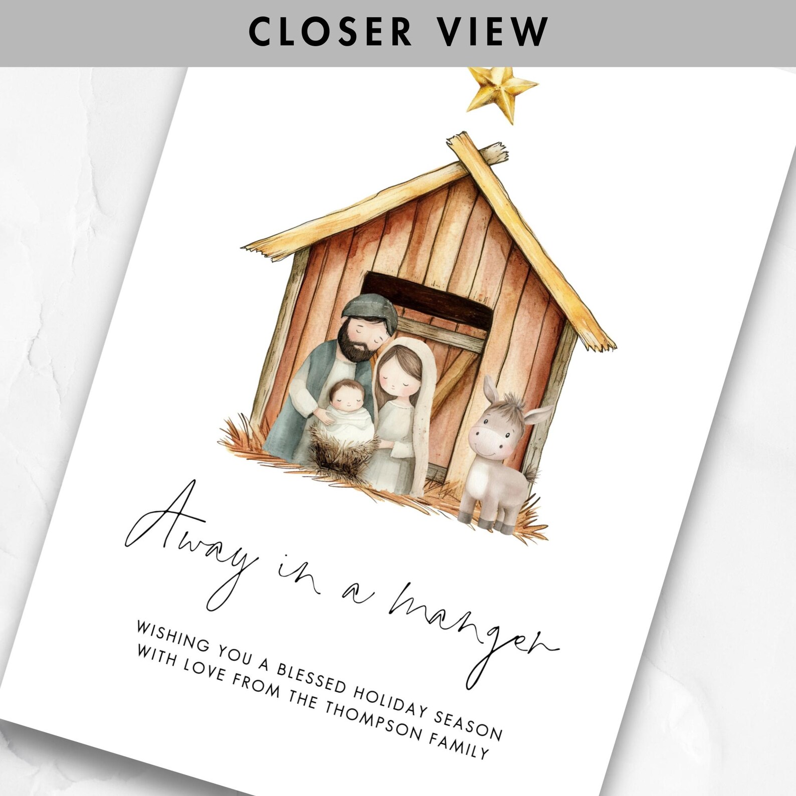 Nativity Scene Christmas Card Template: Editable Holiday Greeting ...