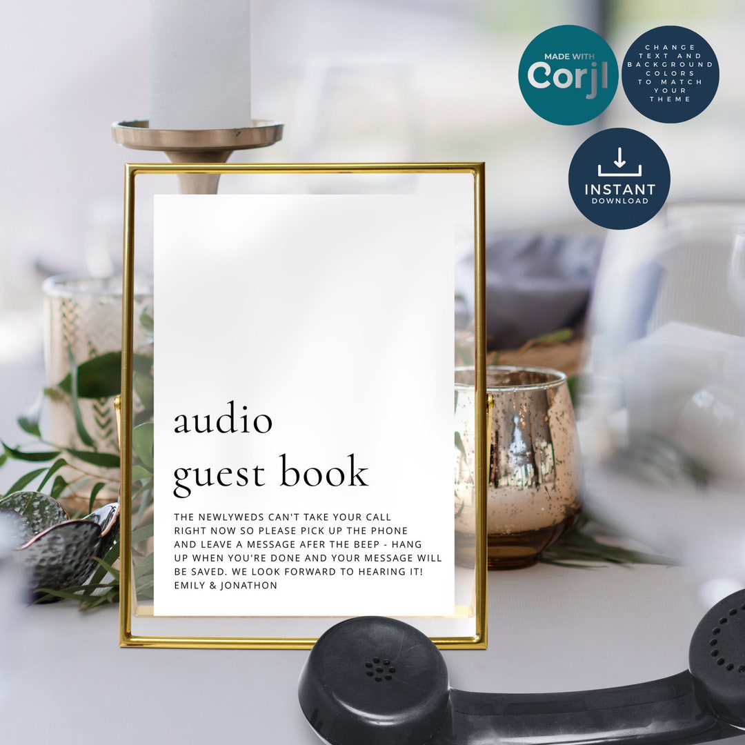 Audio Guest Book Signage, Printable Wedding Table Sign Template ...