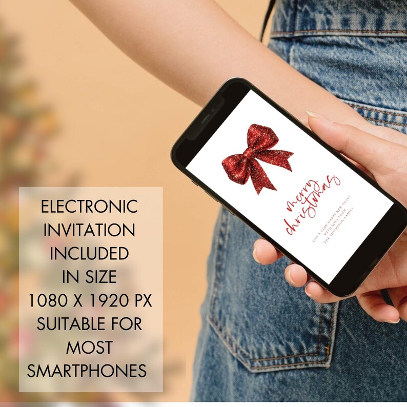 Christmas Card Template, Printable INSTANT DOWNLOAD, Xmas Holiday Phone ...