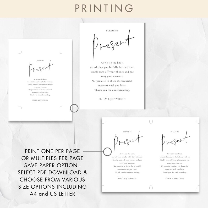 Wedding Sign Please Be Present, Table Signage Template, Printable ...