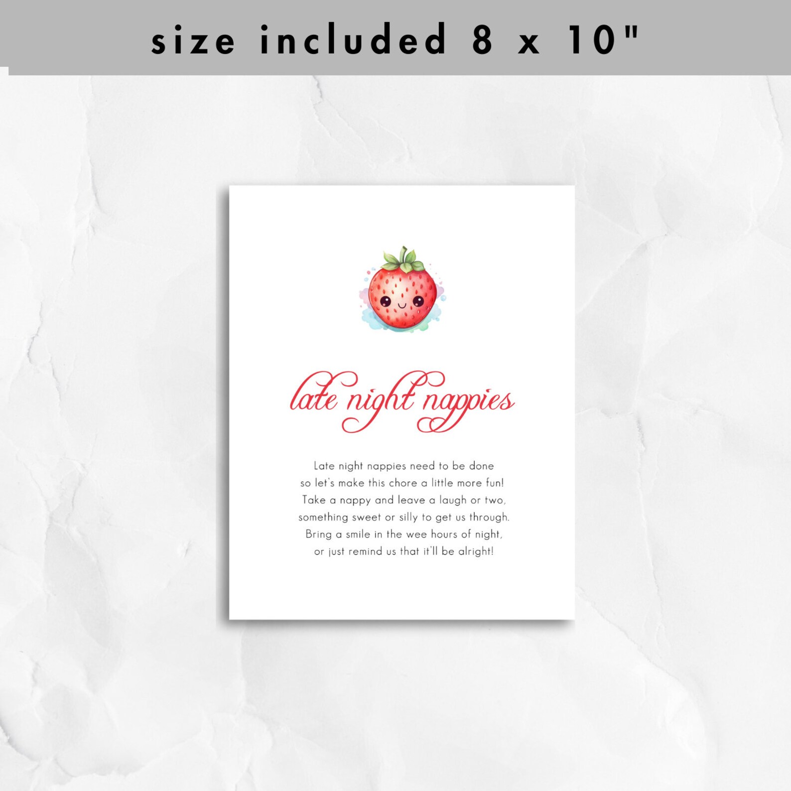 Late Night Nappies, Strawberry Baby Shower Table Signage Template ...