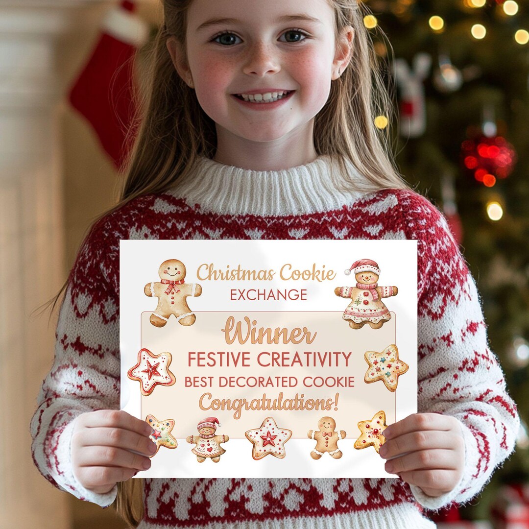 Christmas Cookie Exchange Prize Cards Template, Digital INSTANT ...