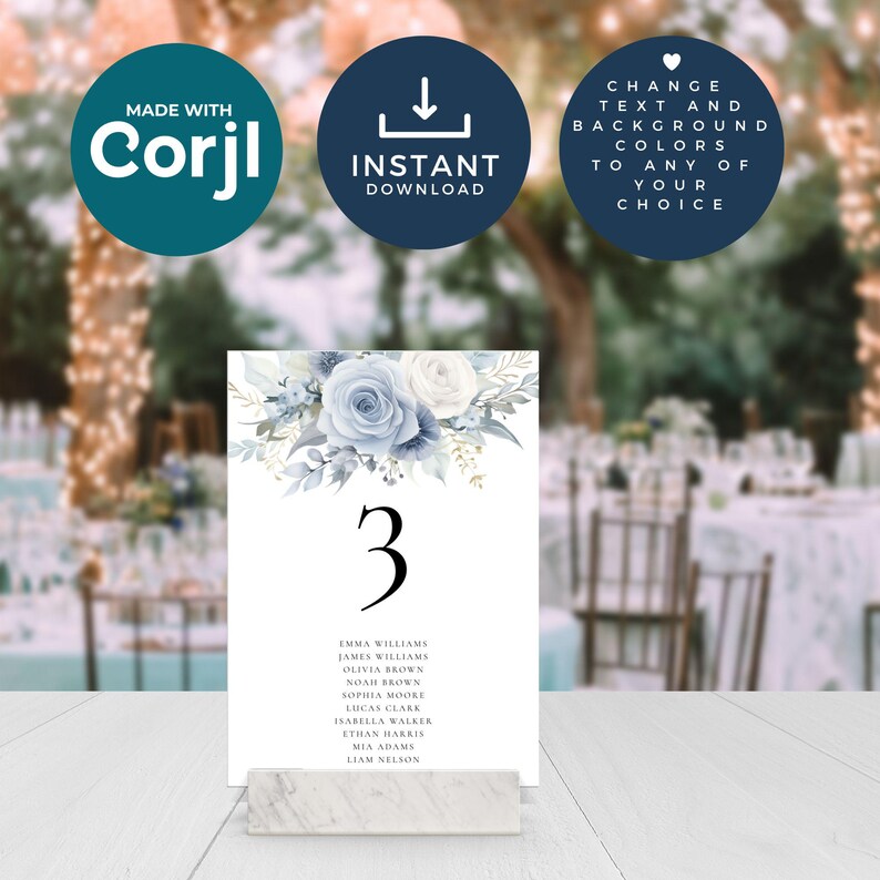 Table Number Names Seating Chart, Template, Printable INSTANT DOWNLOAD ...