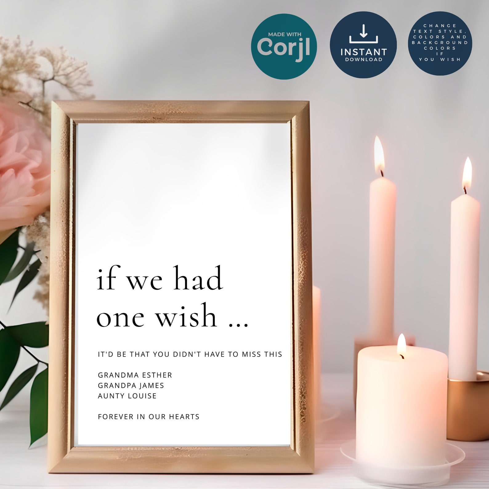 Simple If We Had One Wish Wedding Printable Sign, Wedding Table Signage ...