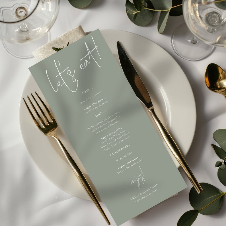 Let's Eat Menu Template, Printable INSTANT DOWNLOAD, Modern Wedding ...