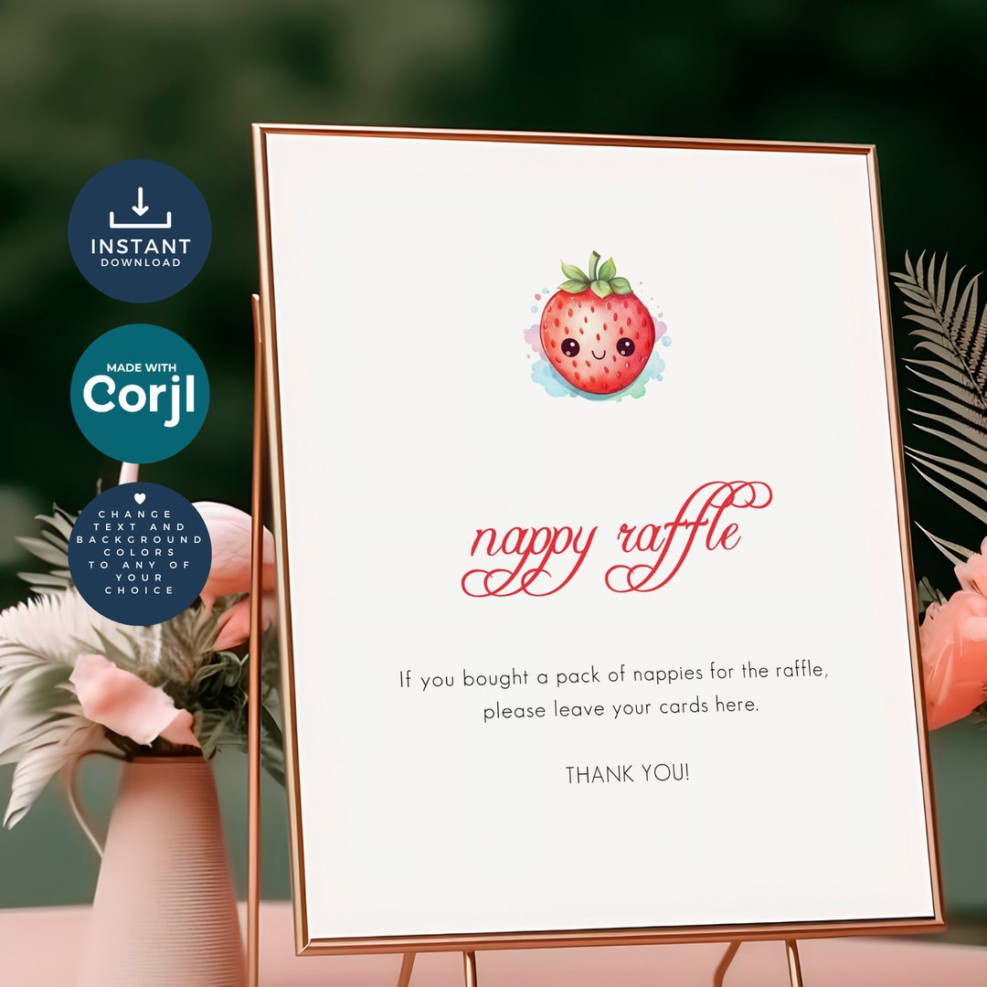 Nappy Raffle Sign, Baby Shower Table Signage Template, Printable ...
