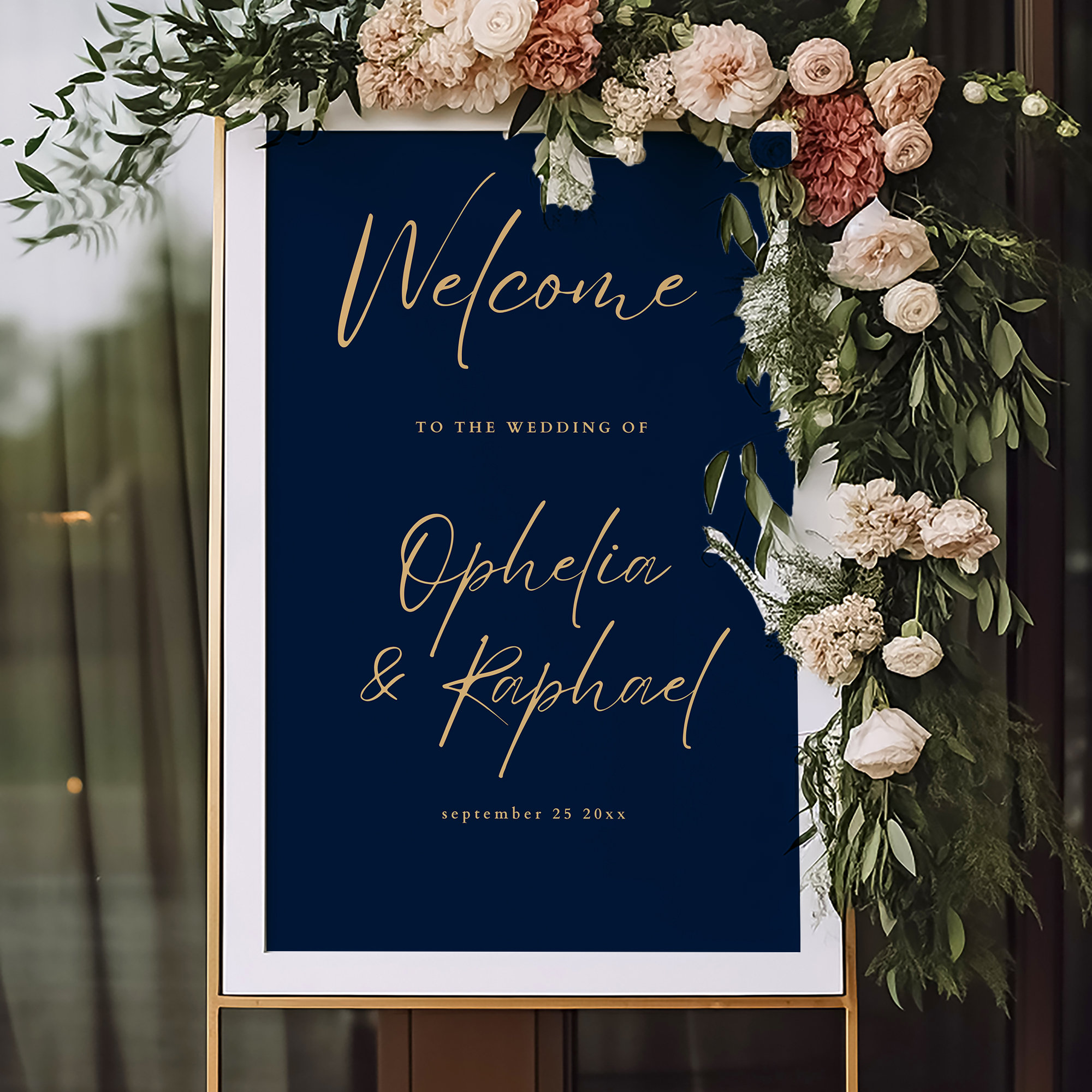 Printable Navy Blue Wedding Welcome Sign Template, INSTANT DOWNLOAD ...
