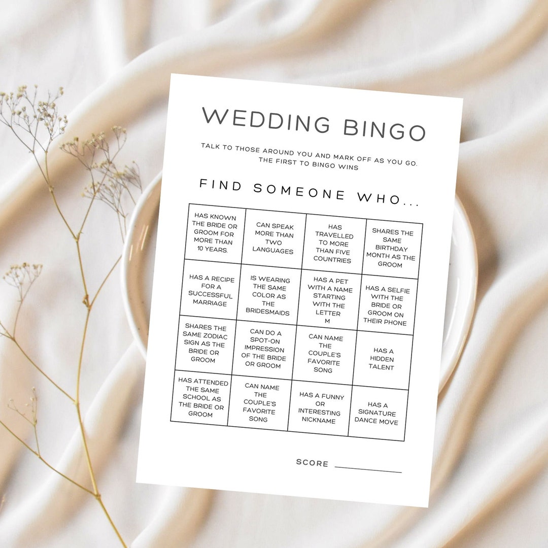 Printable Wedding Bingo Game, INSTANT DOWNLOAD, Wedding Table Activity ...