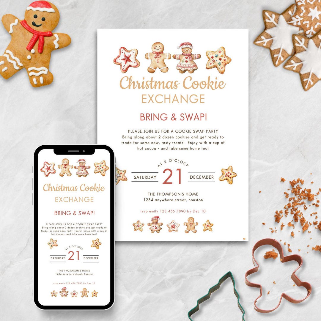Christmas Cookie Exchange Invitation Template, Printable INSTANT ...
