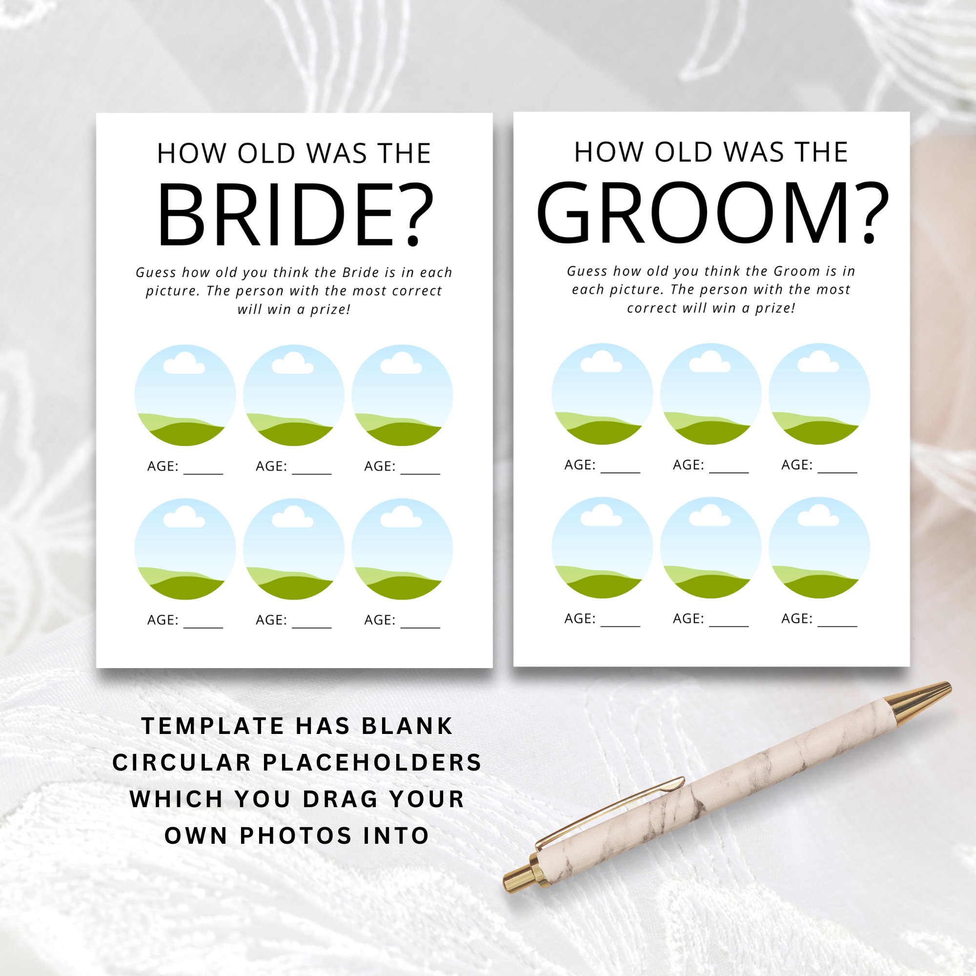 Guess Age of Bride and Groom, Photo Wedding Game, INSTANT DOWNLOAD ...