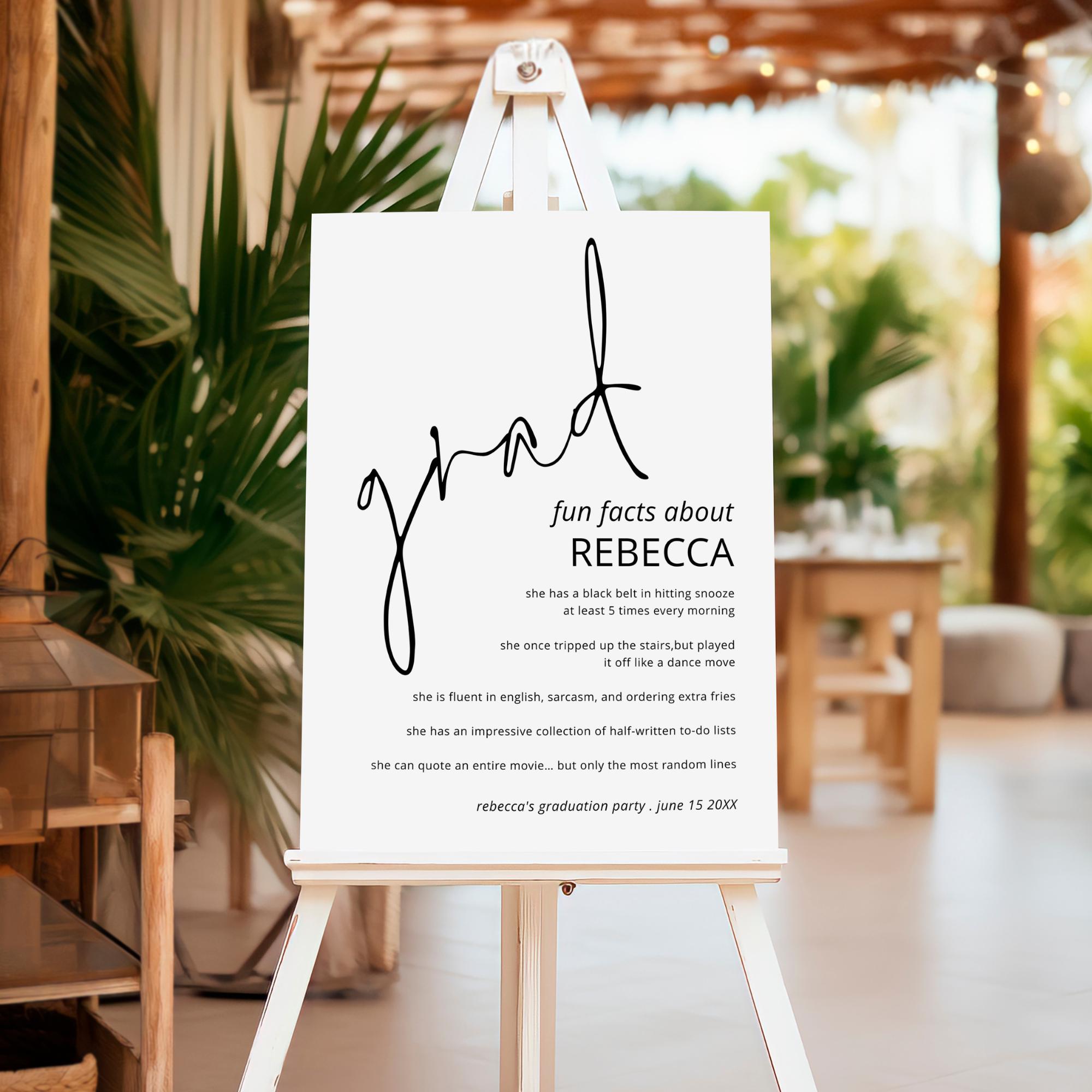 Graduation Party Grad Fun Facts Sign, Printable, INSTANT DOWNLOAD ...