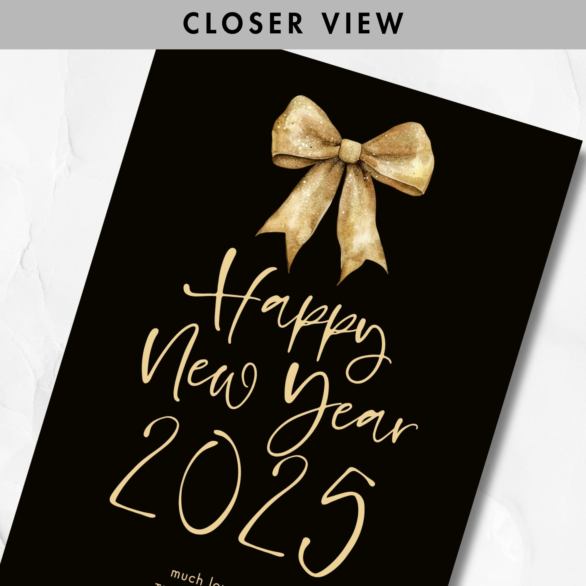 Happy New Year 2025 Card Template, Printable INSTANT DOWNLOAD, Coquette ...