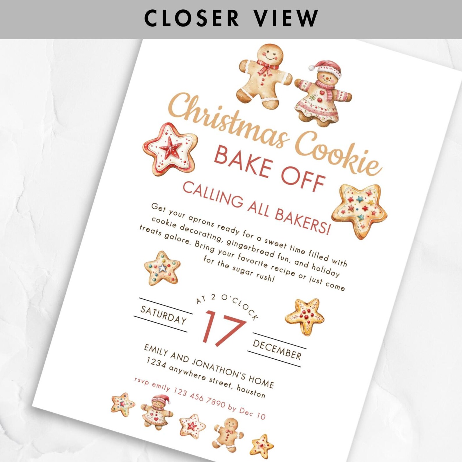 Christmas Cookie Bake off Invitation Template, Printable INSTANT ...