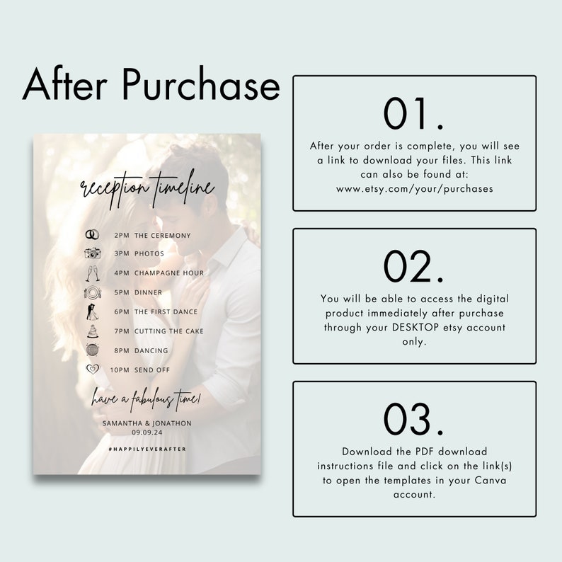 Wedding Timeline Sign Printable, Custom Photo Overlay, INSTANT DOWNLOAD ...