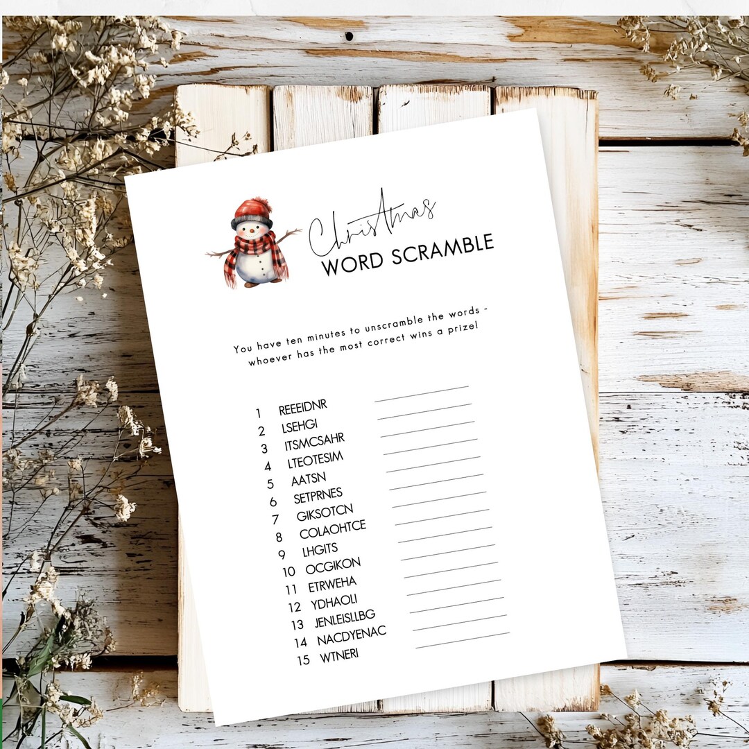 Christmas Word Scramble Game Template, Printable, INSTANT DOWNLOAD ...