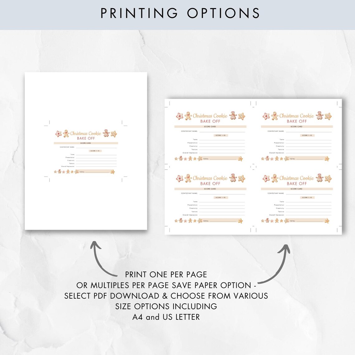 Christmas Cookie Bake off Score Card Template, Digital INSTANT DOWNLOAD ...