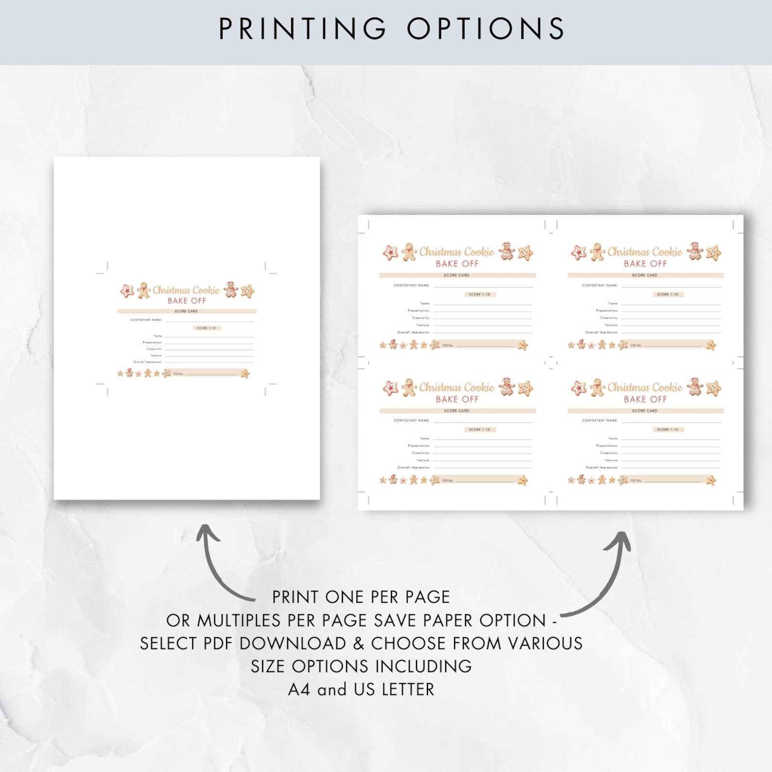 Christmas Cookie Bake off Score Card Template, Digital INSTANT DOWNLOAD ...