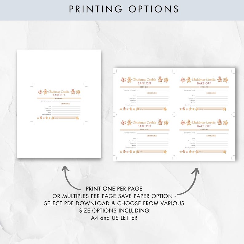 Christmas Cookie Bake off Score Card Template, Digital INSTANT DOWNLOAD ...