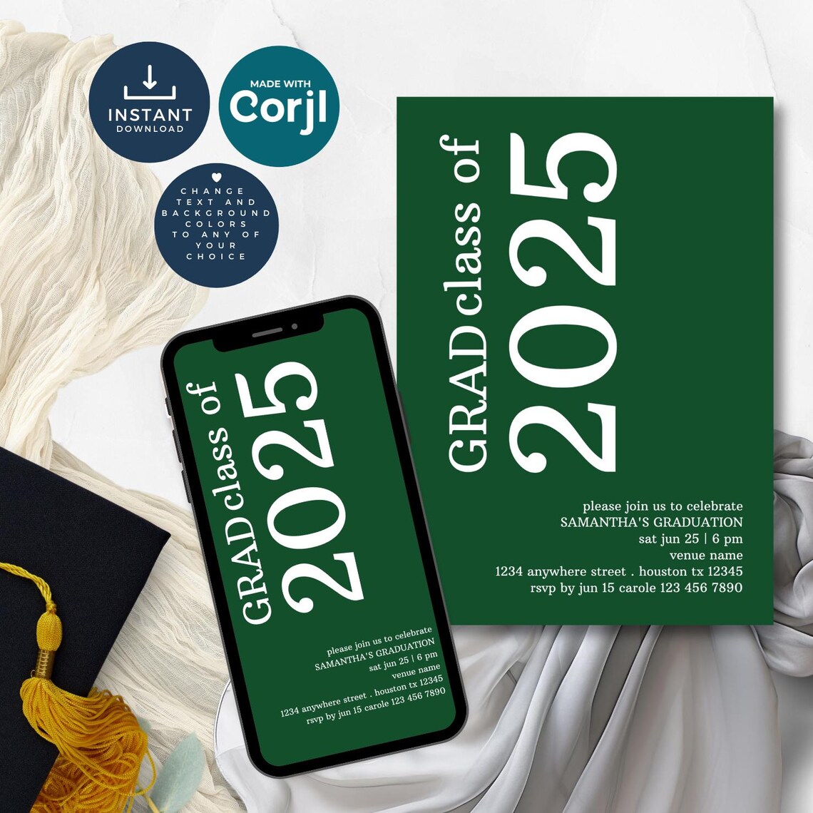 2025 Graduation Party Invitation Template, Printable INSTANT DOWNLOAD ...