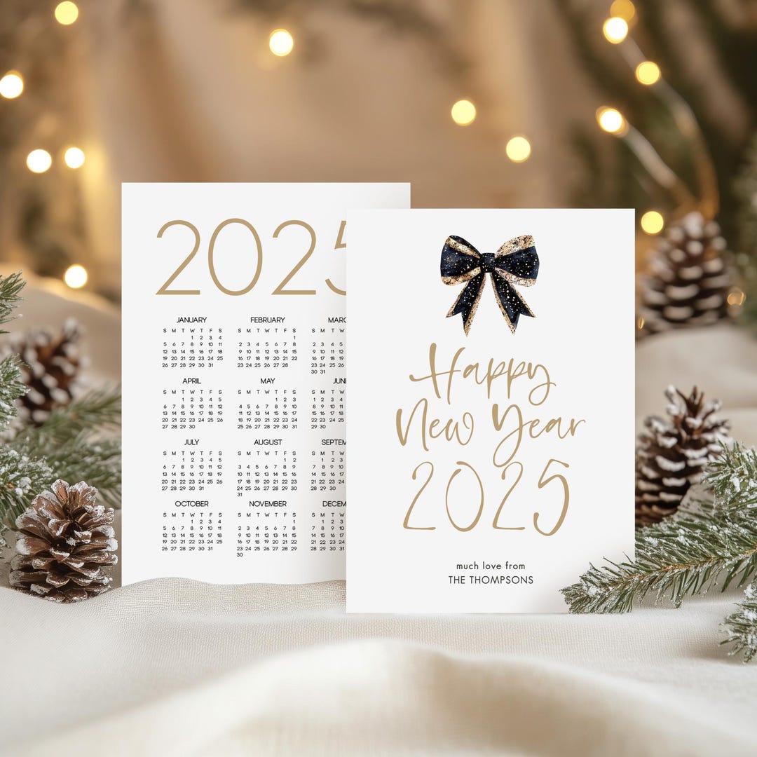 Happy New Year 2025 Calendar Greeting Template, Printable INSTANT ...