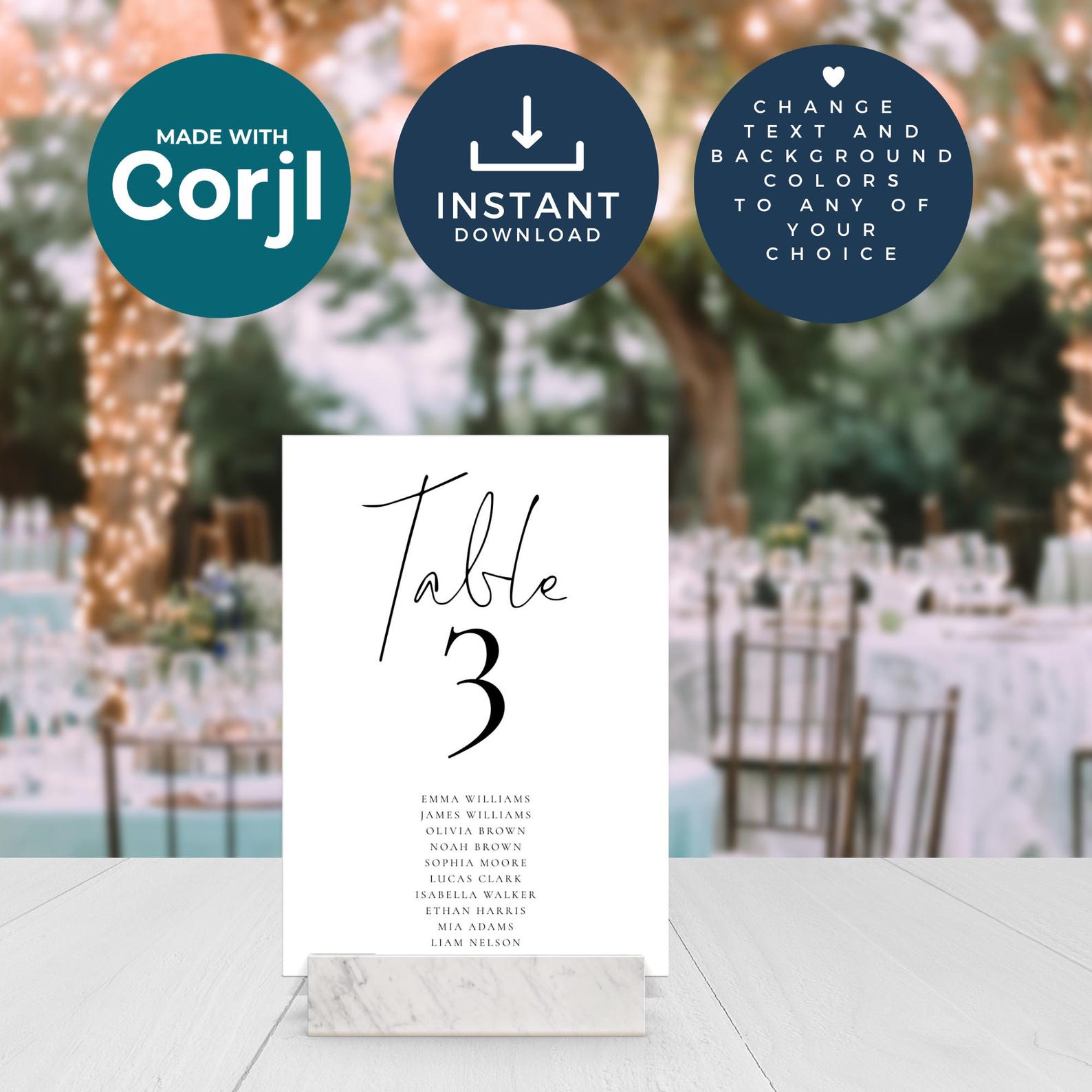 Table Number Names Seating Chart, Template, Printable INSTANT DOWNLOAD ...