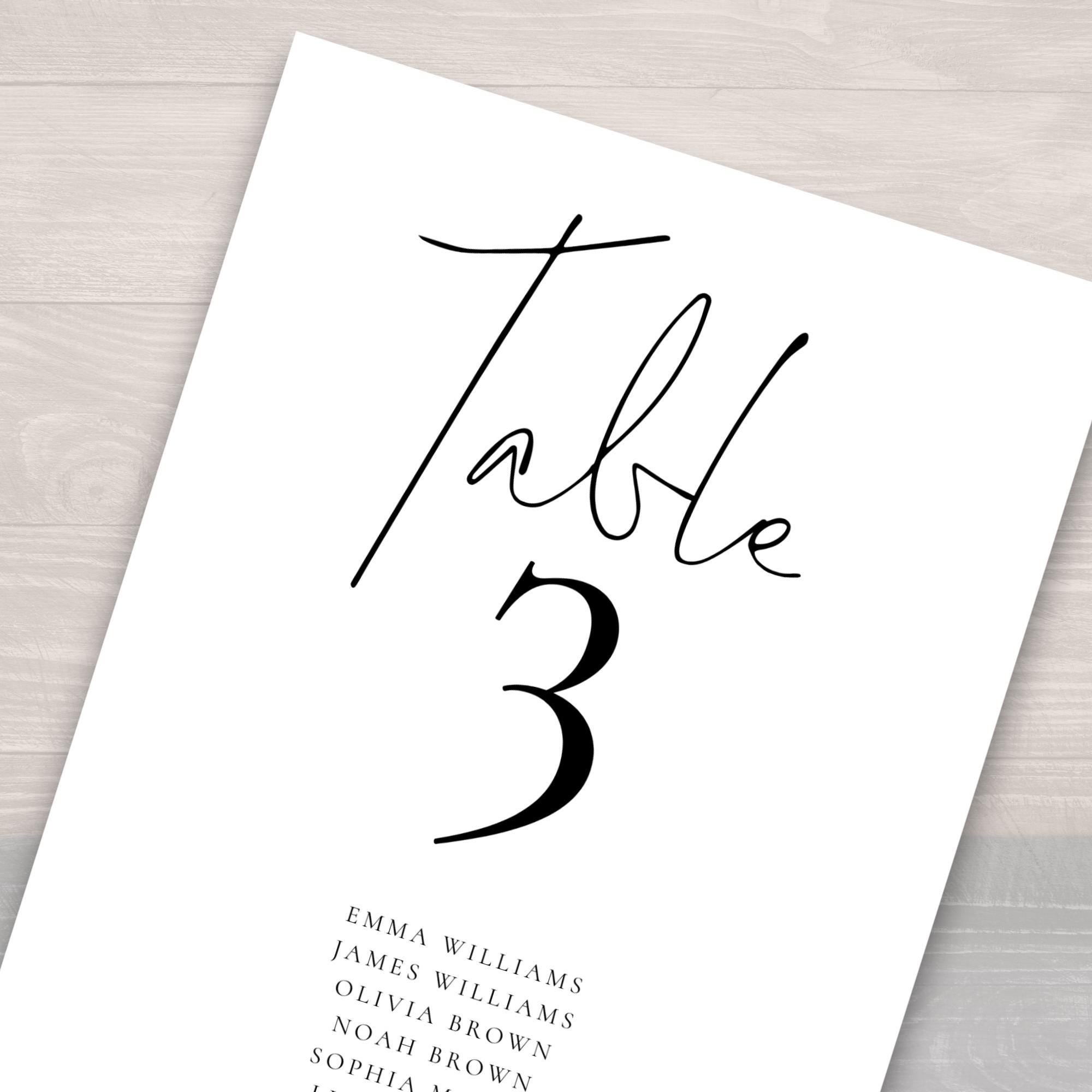 Table Number Names Seating Chart, Template, Printable INSTANT DOWNLOAD ...