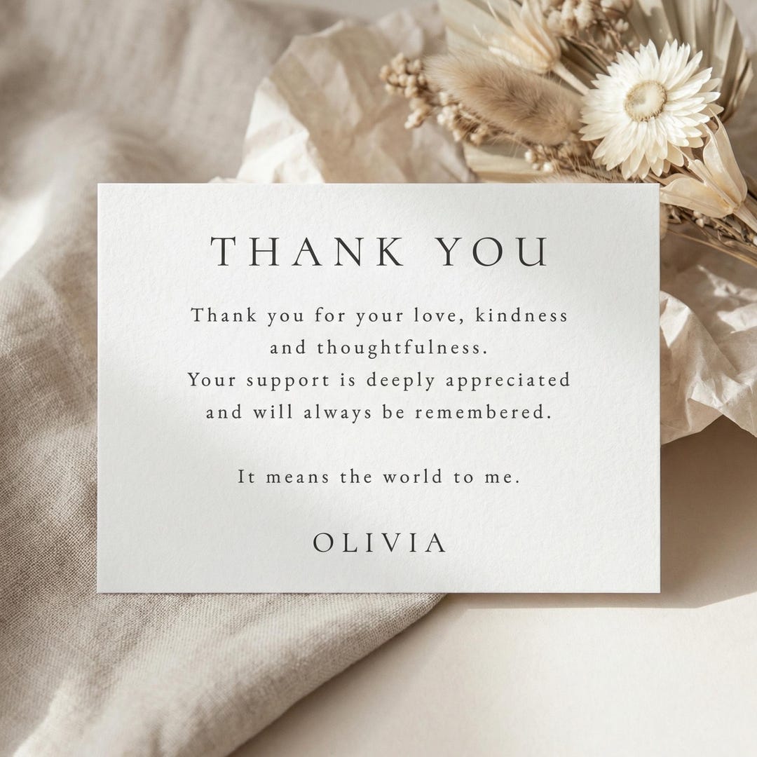 Minimalist Thank You Card Template, Generic Thanks, Corjl Editable ...