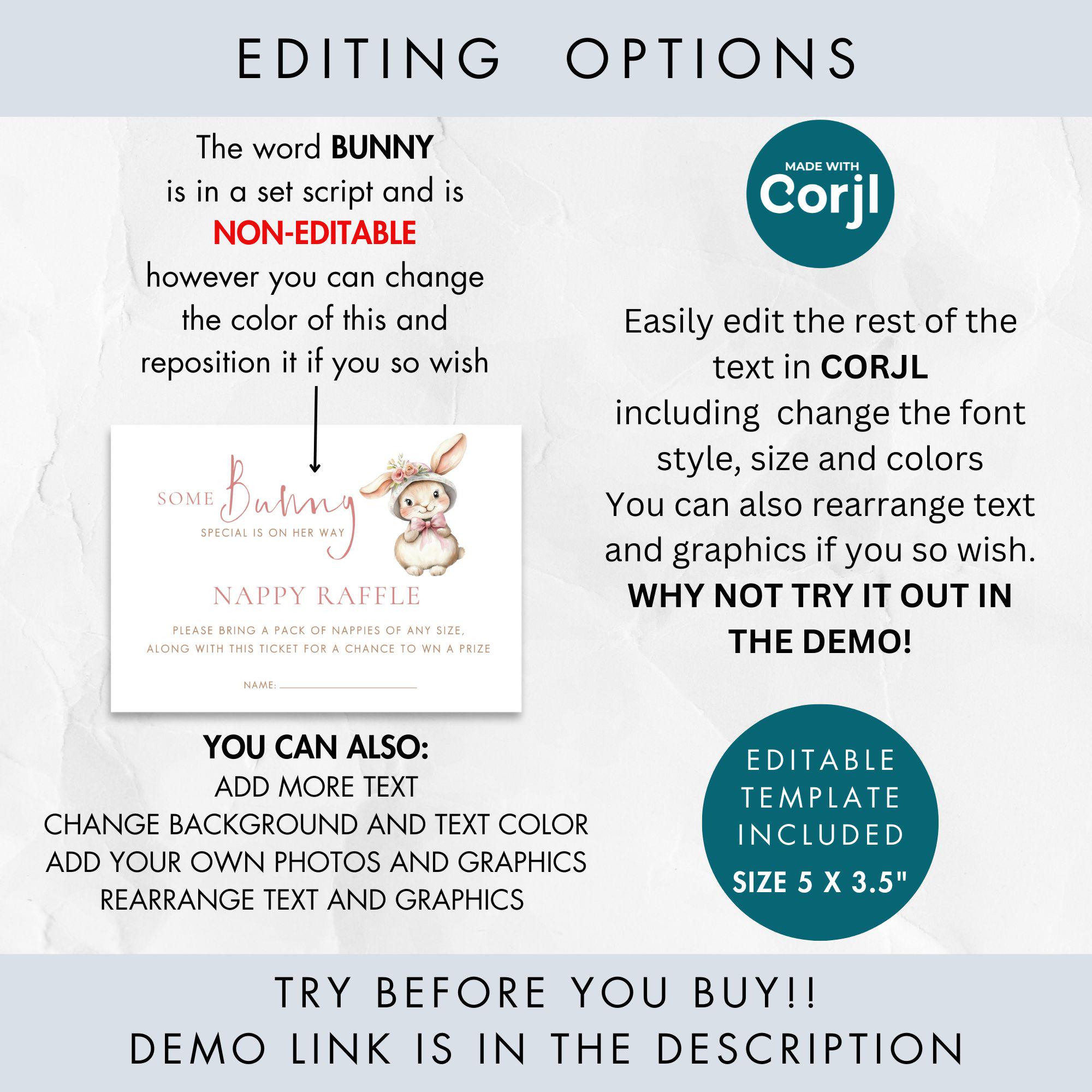 Nappy Raffle Card Template, INSTANT DOWNLOAD, Some Bunny Special is on ...