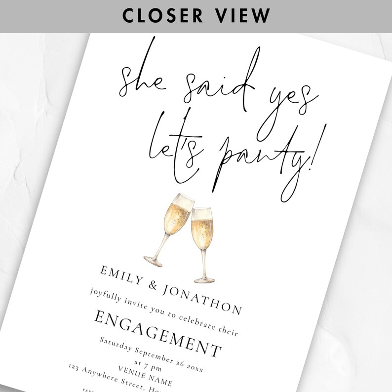 Engagement Invitation Template, Printable INSTANT DOWNLOAD, Electronic ...