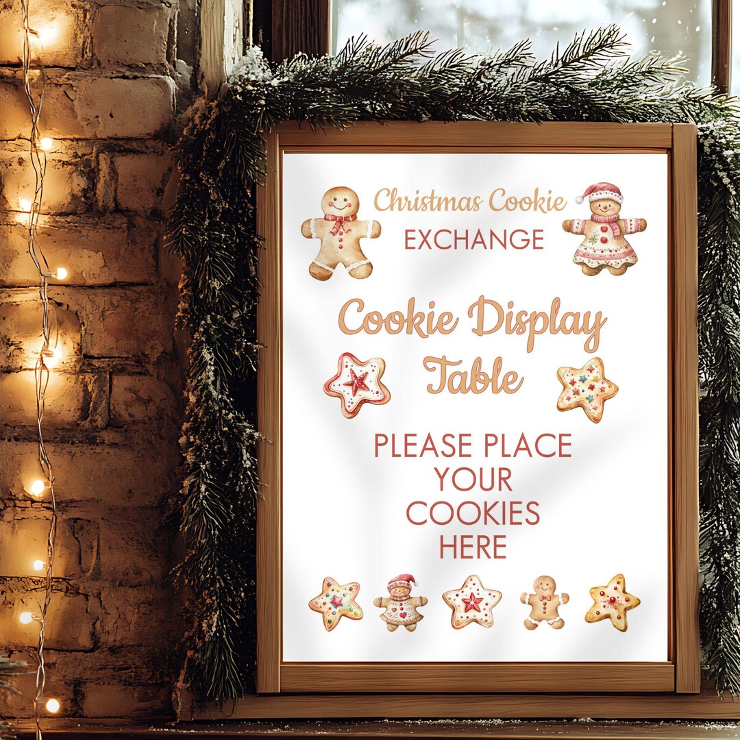 Christmas Cookie Exchange Signs Template, Digital INSTANT DOWNLOAD ...