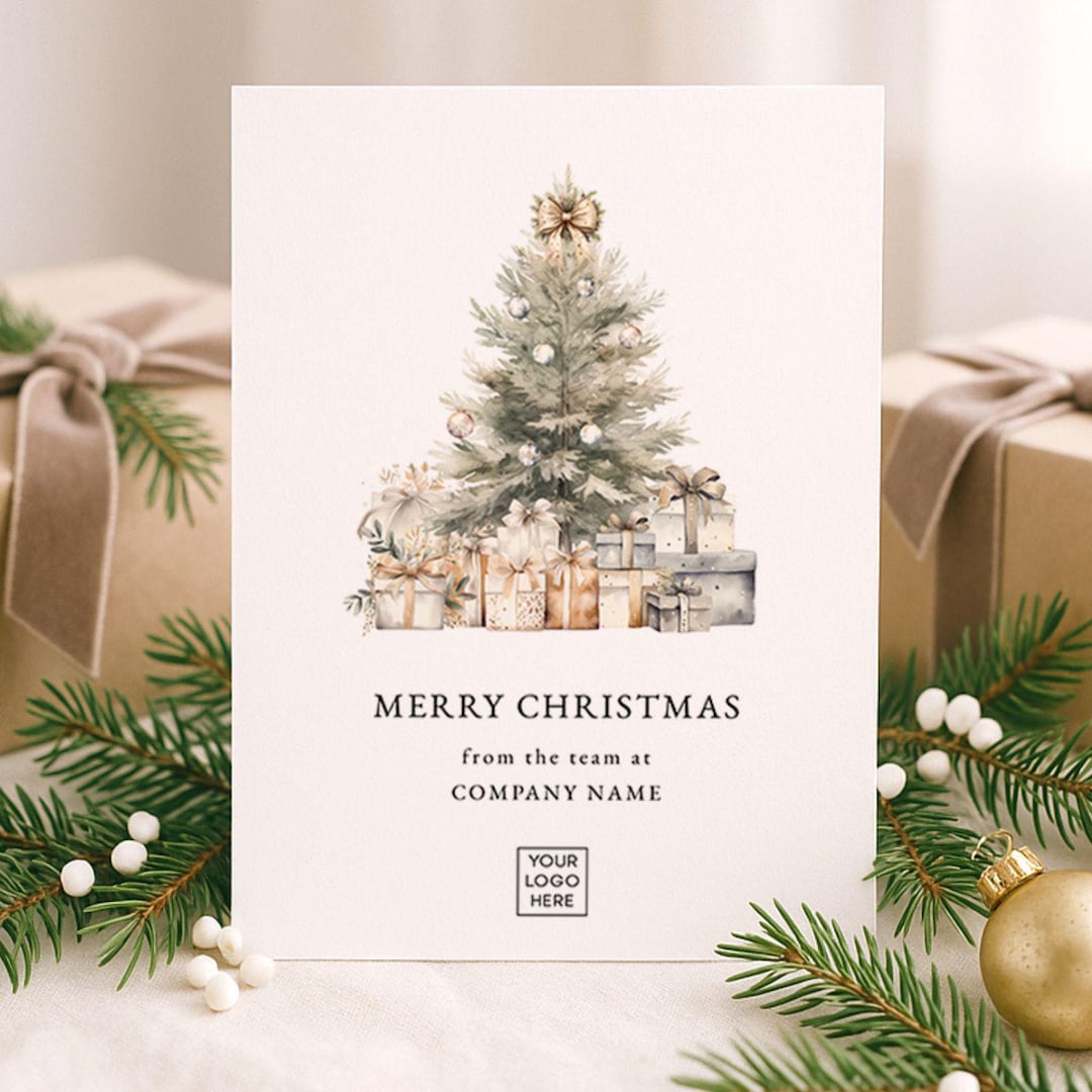 Editable Corporate Christmas Card Template – Neutral Christmas Tree ...