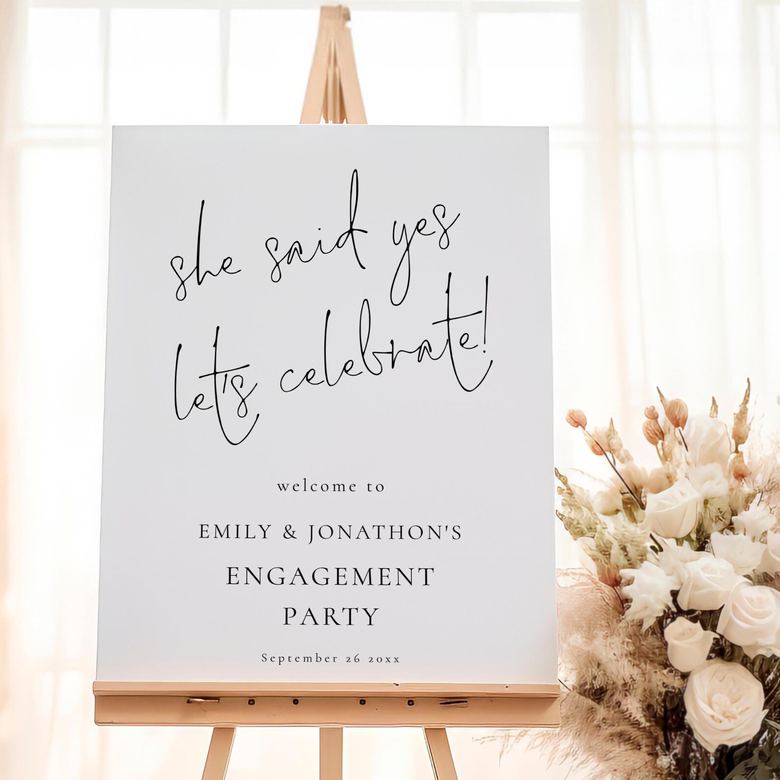 She Said Yes Engagement Party Welcome Sign, Printable, INSTANT DOWNLOAD ...