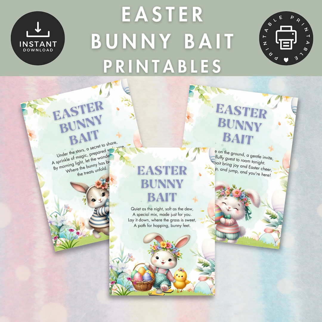 Easter Bunny Bait Printable Set PDF INSTANT DOWNLOAD, Easter Activity ...