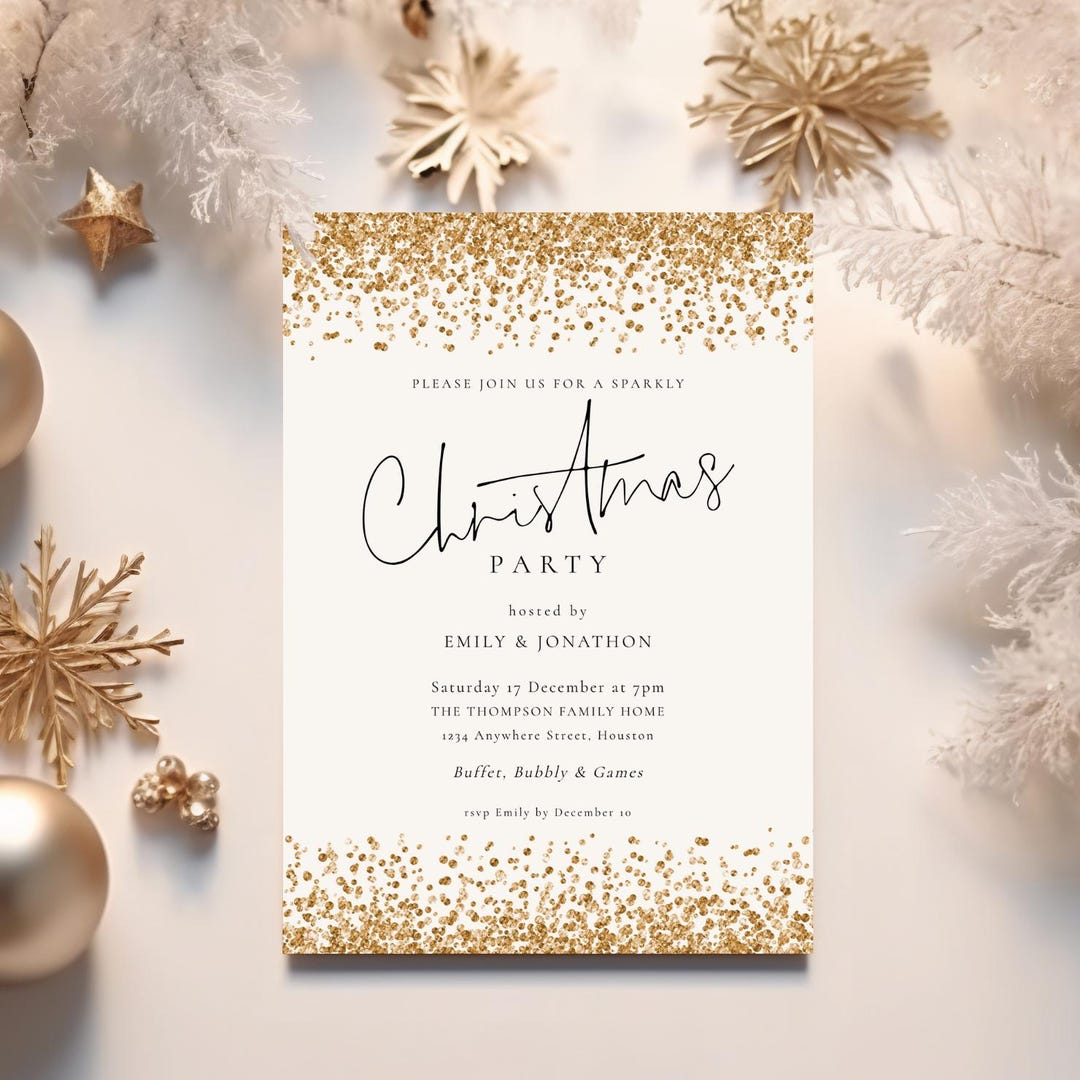 Christmas Party Invitation Template, Printable INSTANT DOWNLOAD ...