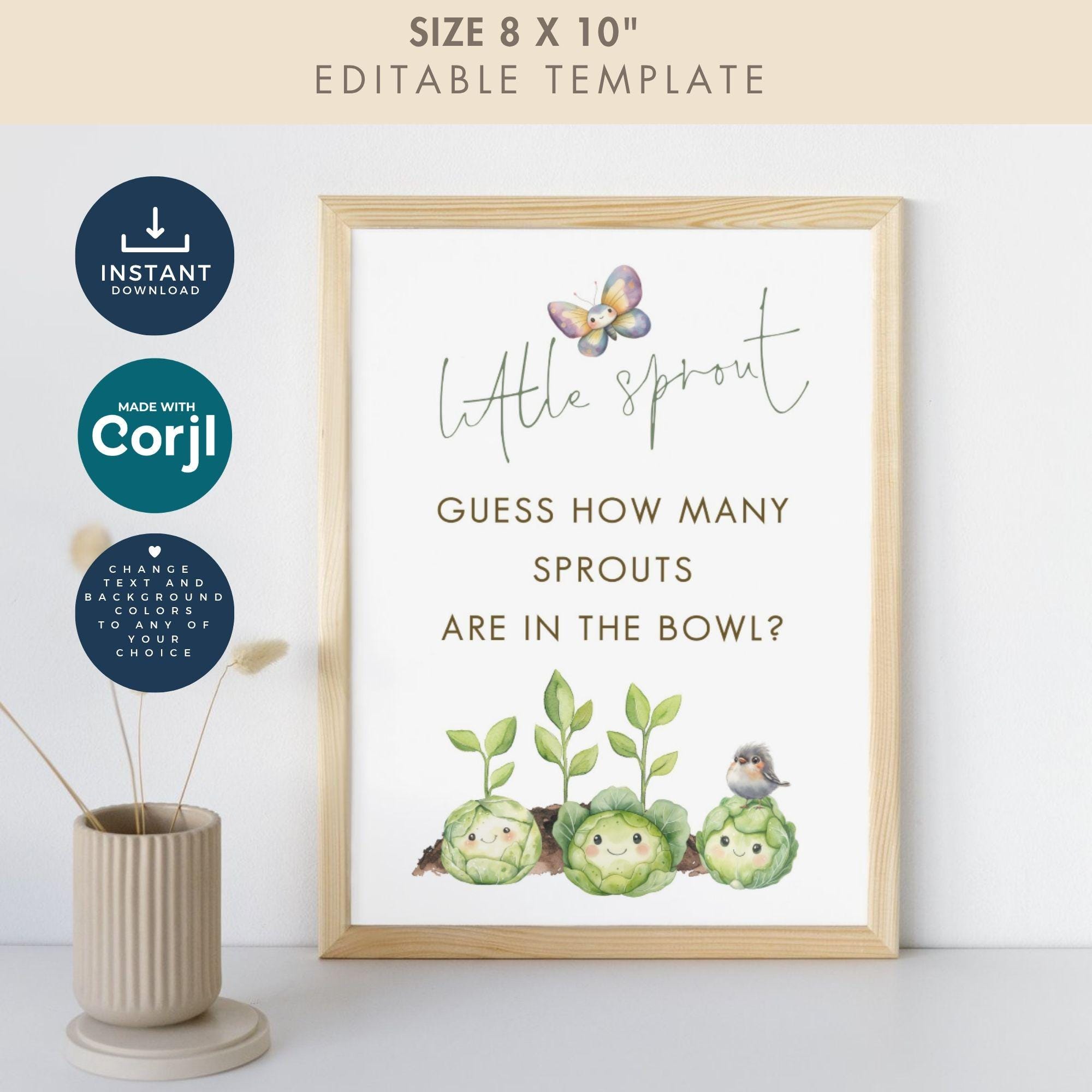 Little Sprout Baby Shower Game, Table Sign Template, INSTANT DOWNLOAD ...
