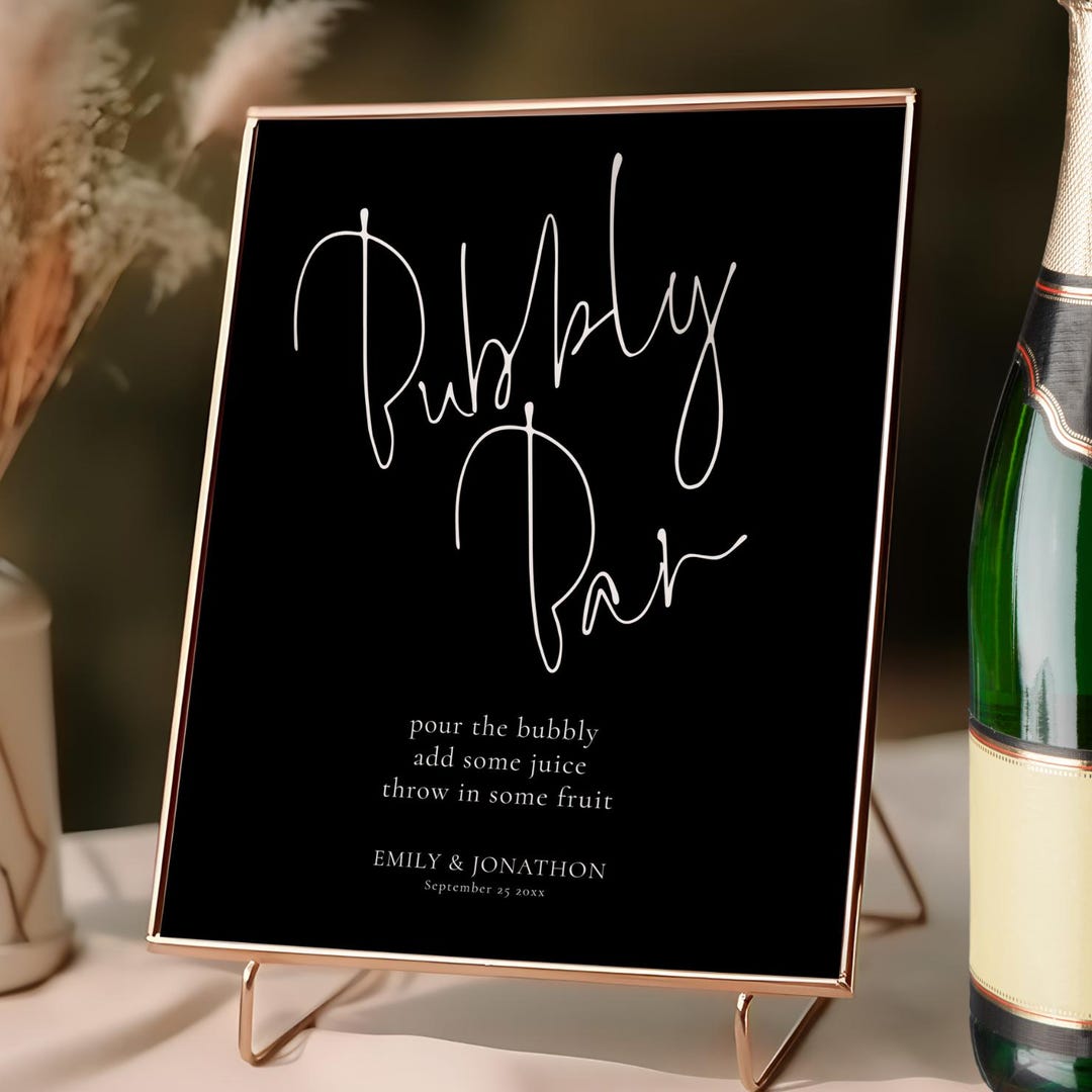 Bubbly Bar Sign, Wedding Table Sign Template, Printable INSTANT ...