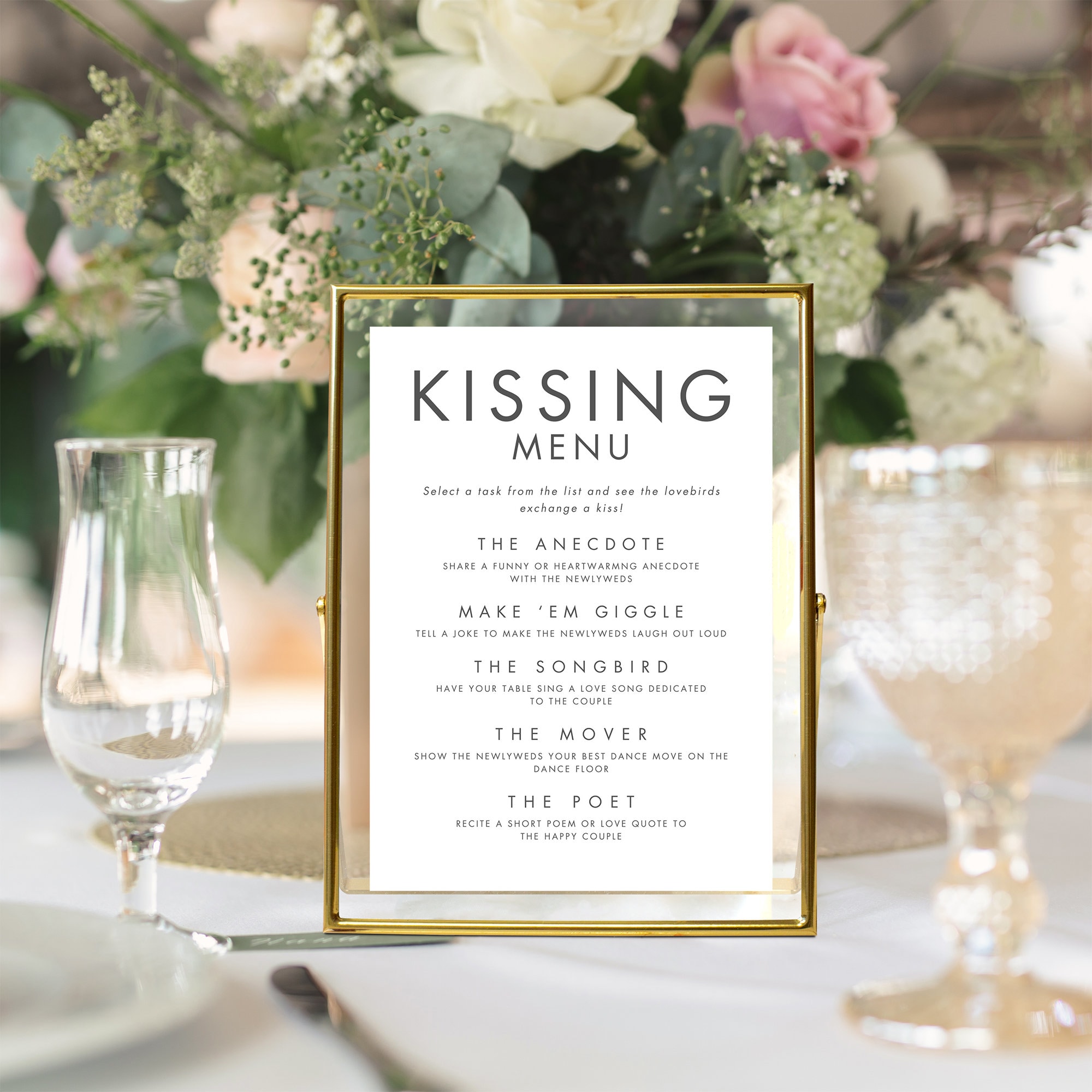 Printable Kissing Menu, INSTANT DOWNLOAD, Wedding Kisses Games ...