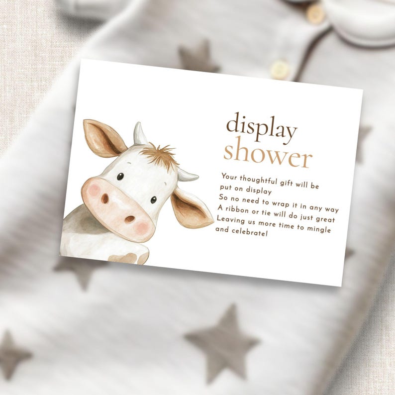 Holy Cow Display Shower Template, INSTANT DOWNLOAD, Cute Cartoon, Baby ...