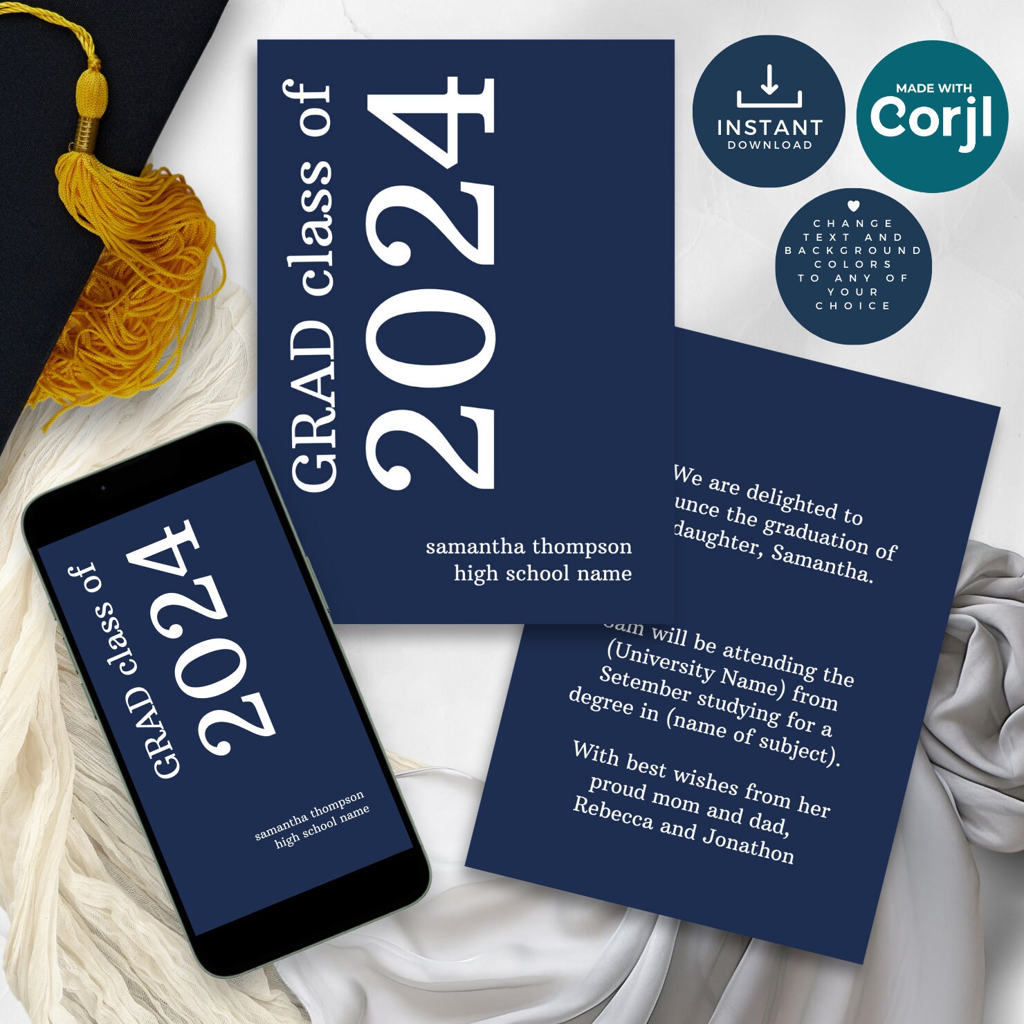 Graduation Announcement 2024 Template, Printable INSTANT DOWNLOAD ...