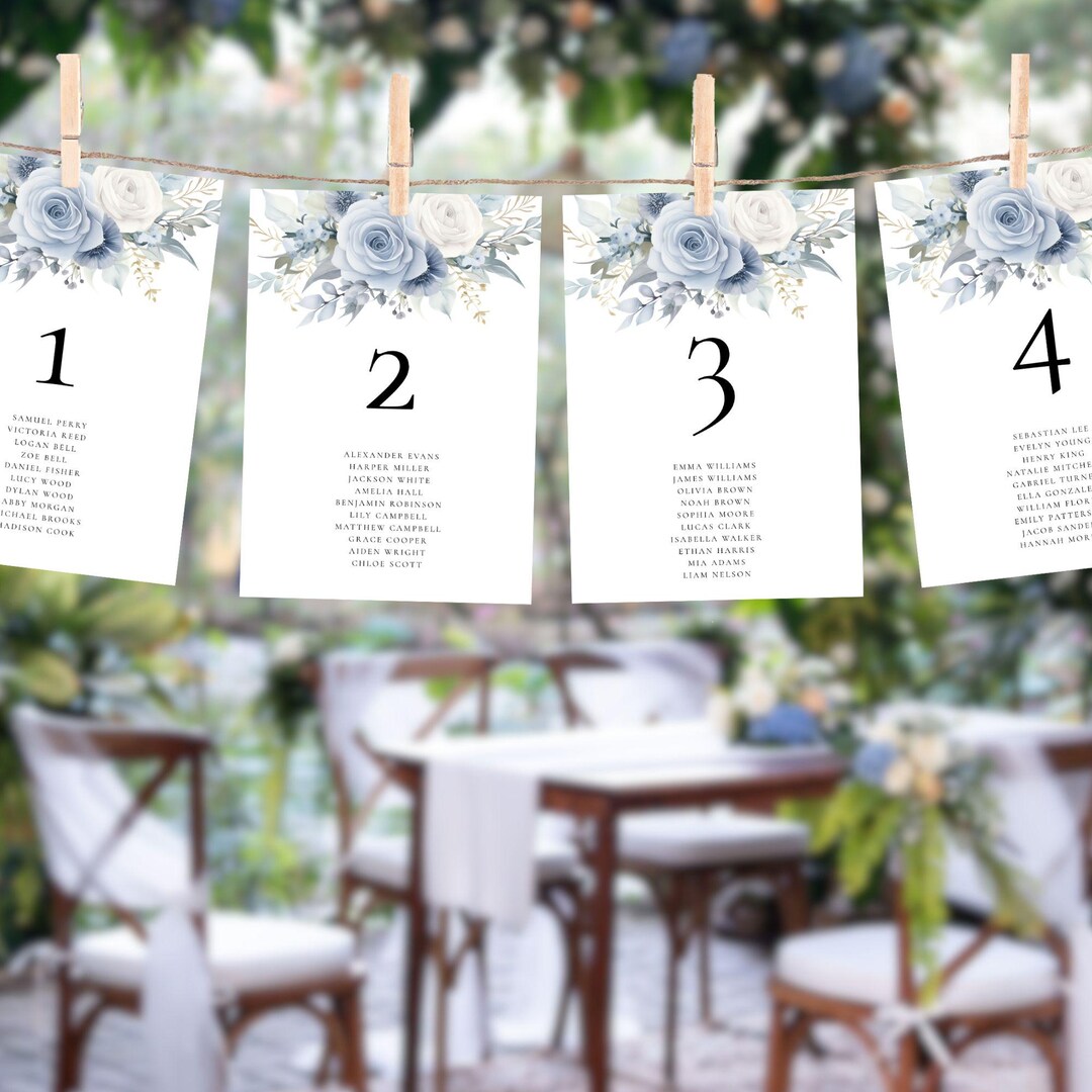 Table Number Names Seating Chart, Template, Printable INSTANT DOWNLOAD ...