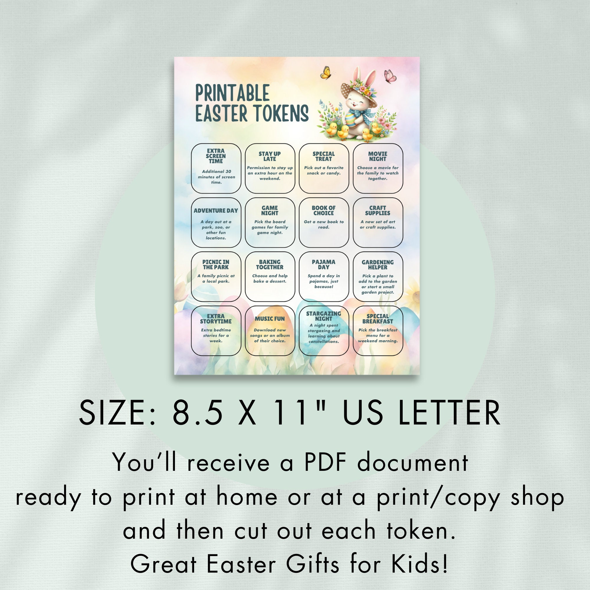 Printable Easter Tokens PDF INSTANT DOWNLOAD, Redeemable Tokens, Easter ...